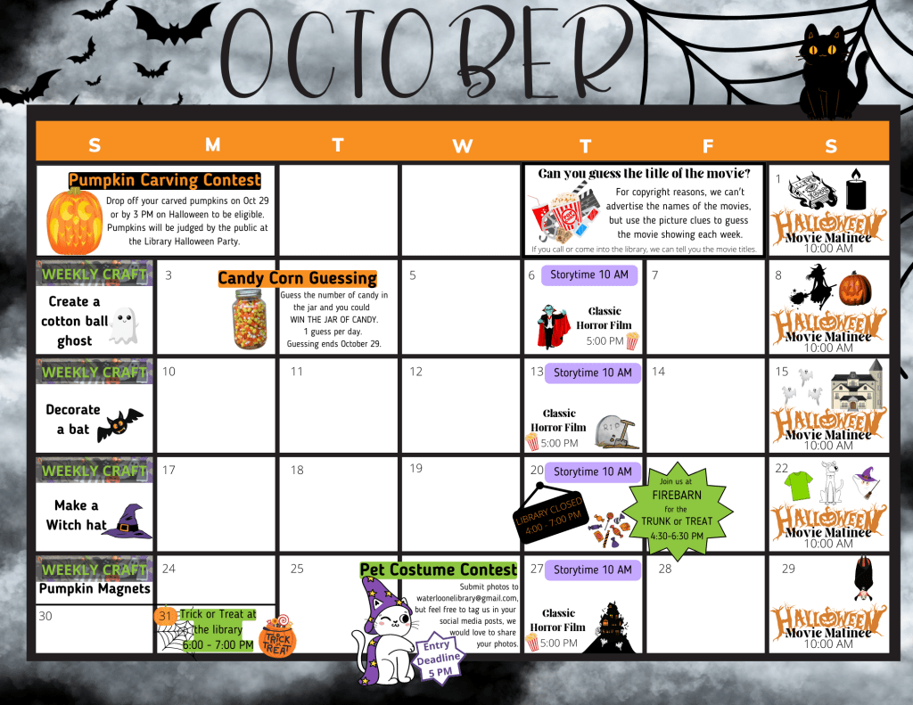 October Events! – Agnes Robinson Waterloo Public Library